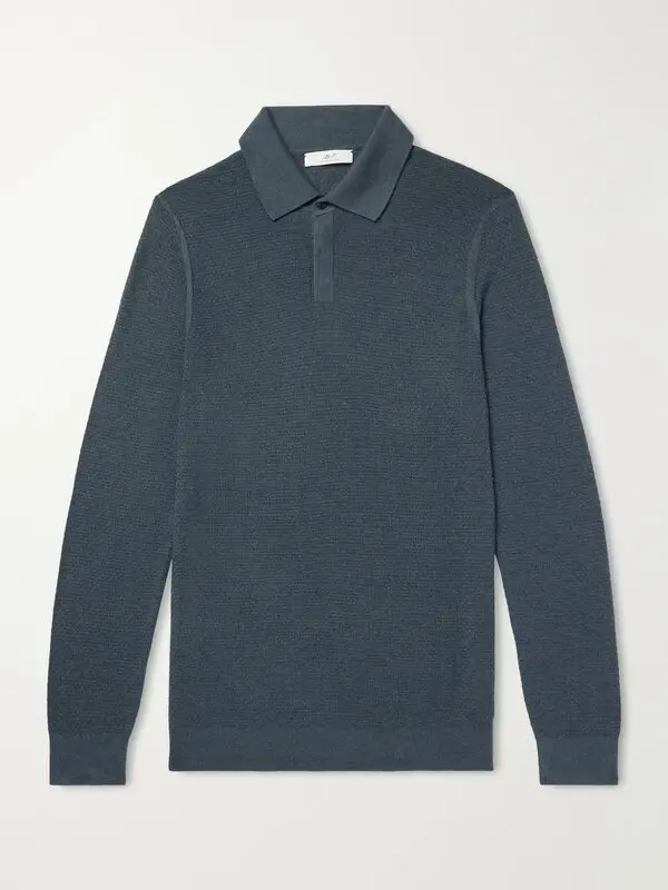 Mr P. Cashmere And Silk-blend Polo Sweater - Green
