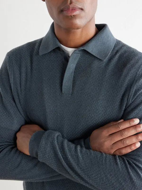 Mr P. Cashmere And Silk-blend Polo Sweater - Green