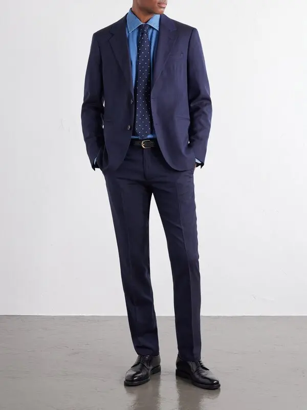 Mr P. Straight-leg Wool, Silk And Linen-blend Trousers