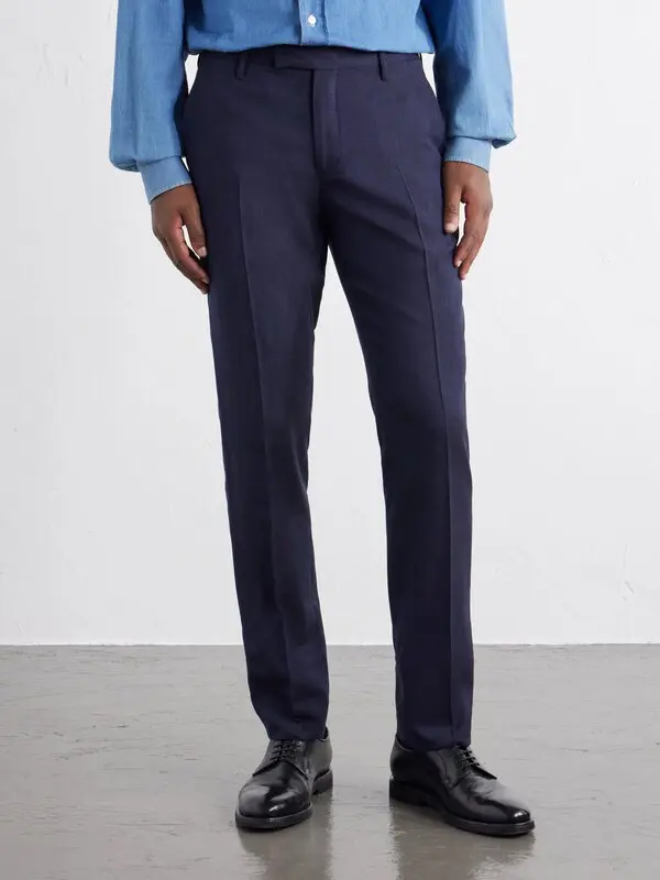Mr P. Straight-leg Wool, Silk And Linen-blend Trousers