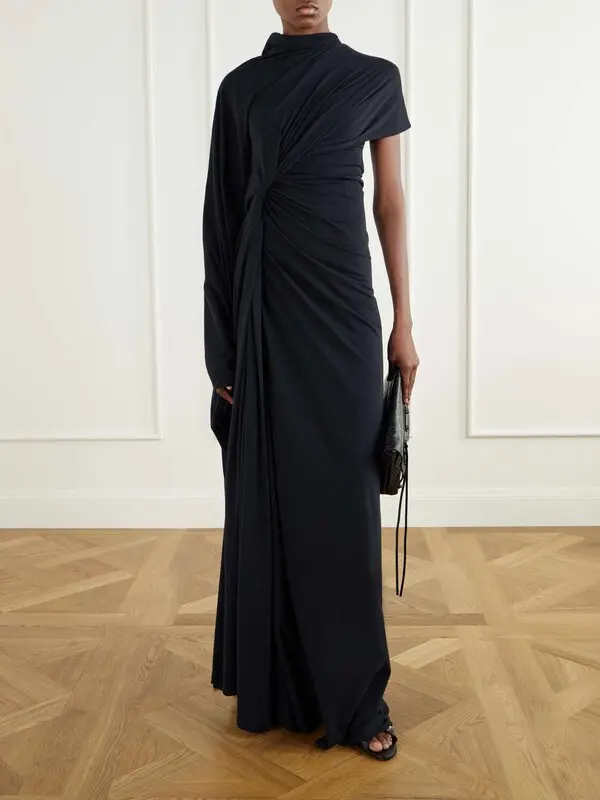 Balenciaga Draped Cotton-jersey Maxi Dress
