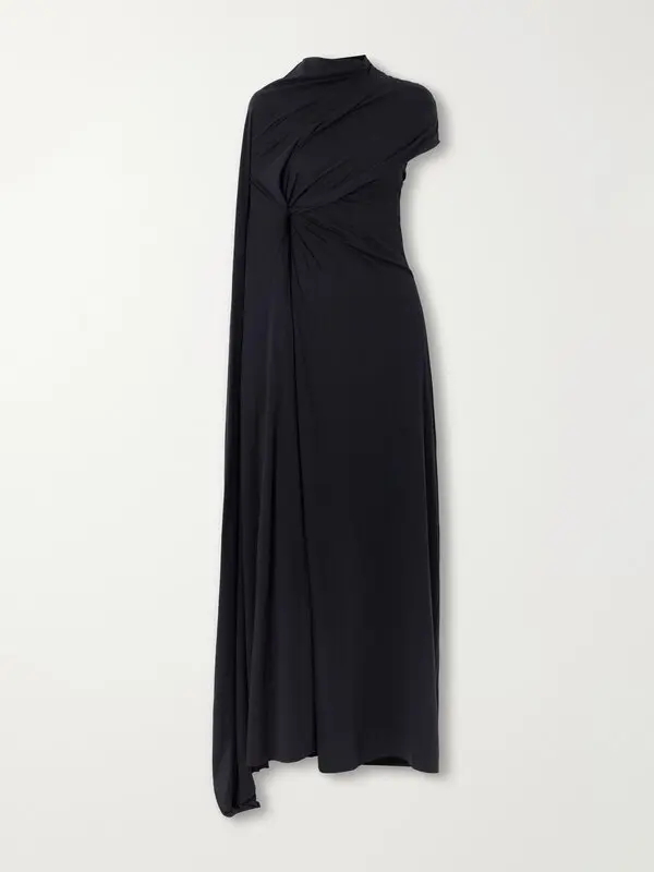 Balenciaga Draped Cotton-jersey Maxi Dress - Black