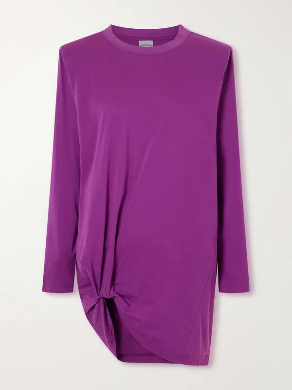 Balenciaga Gathered Cotton-jersey T-shirt - Purple