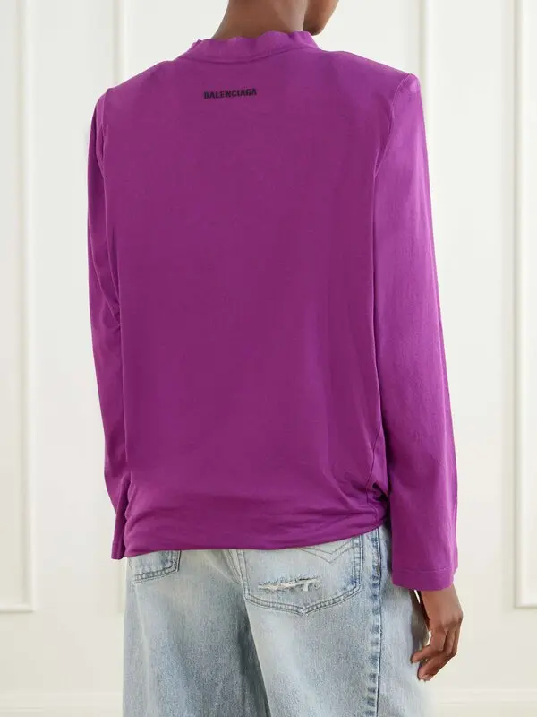 Balenciaga Gathered Cotton-jersey T-shirt