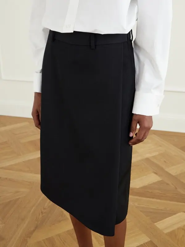 Balenciaga Folded Wool-crepe Midi Skort