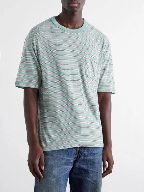 Visvim Jumbo Border Striped Wool And Cotton-blend T-shirt