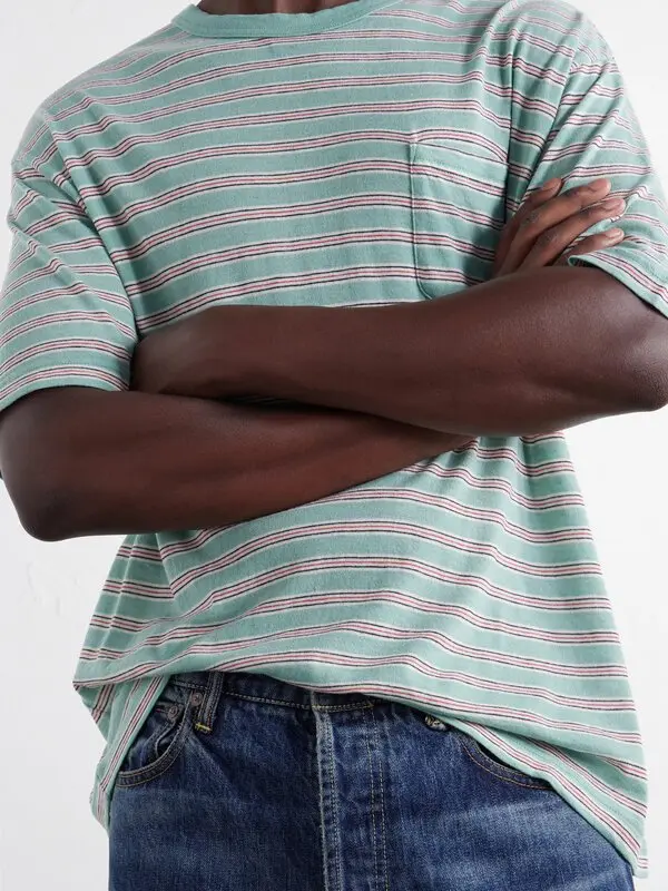 Visvim Jumbo Border Striped Wool And Cotton-blend T-shirt