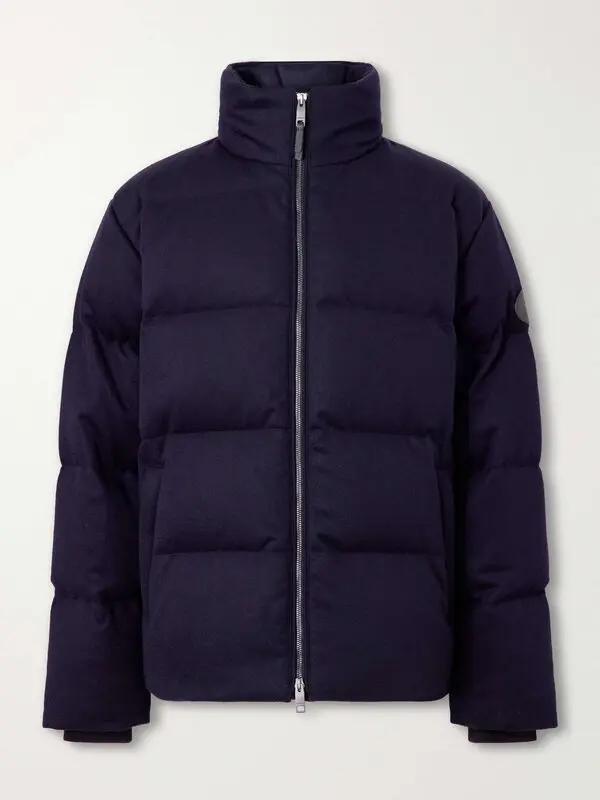 Burberry Logo-appliqué Quilted Cashmere Down Jacket - Navy