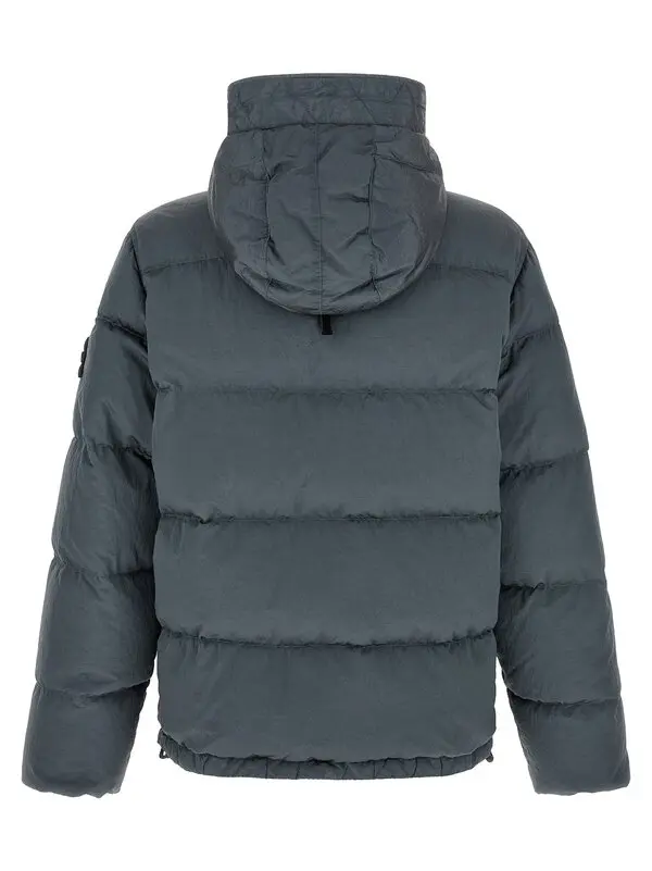 Stone Island Crumpled Effect Down Jacket - Gray