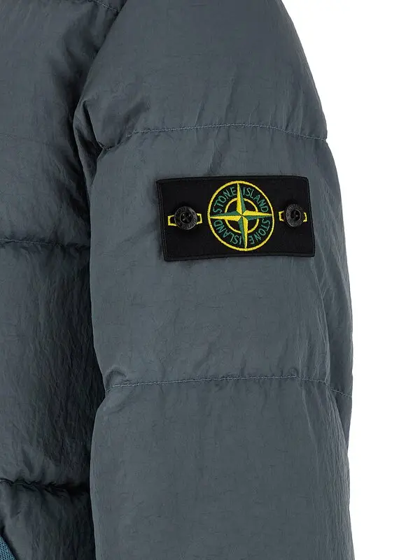 Stone Island Crumpled Effect Down Jacket - Gray