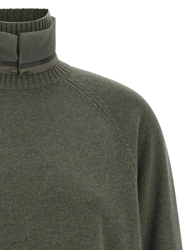 Brunello Cucinelli Monile' Insert Sweater - Green