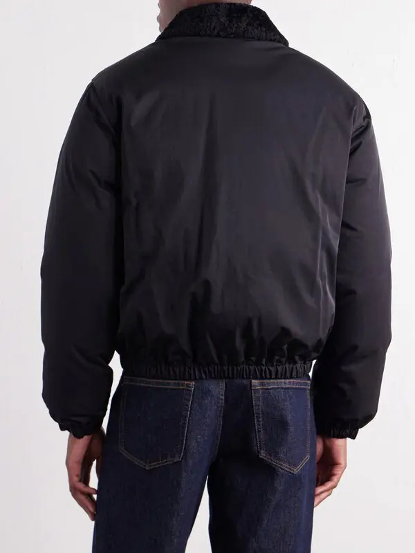 Burberry Logo-appliqué Shearling And Leather-trimmed Padded Shell Blouson Jacket