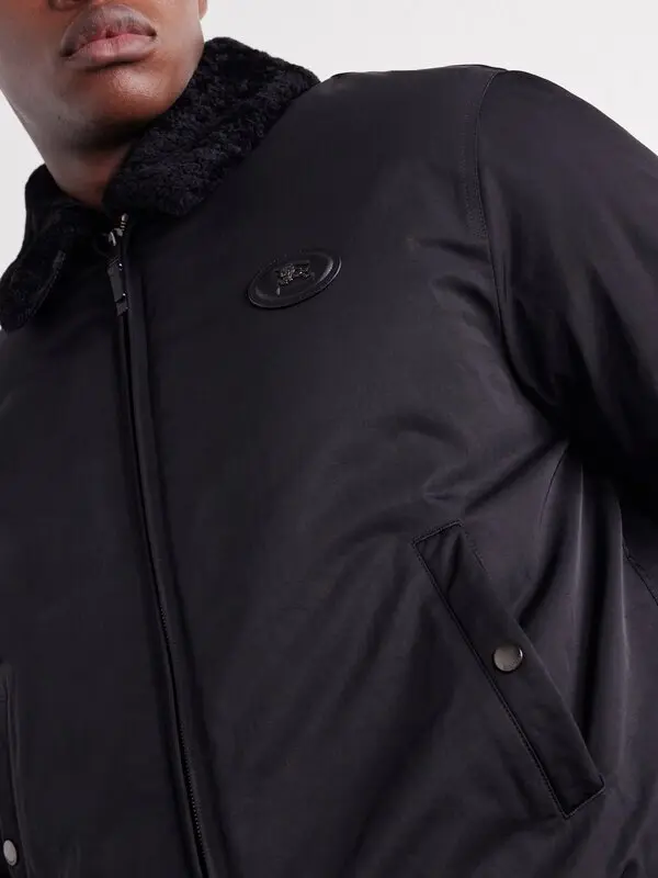 Burberry Logo-appliqué Shearling And Leather-trimmed Padded Shell Blouson Jacket