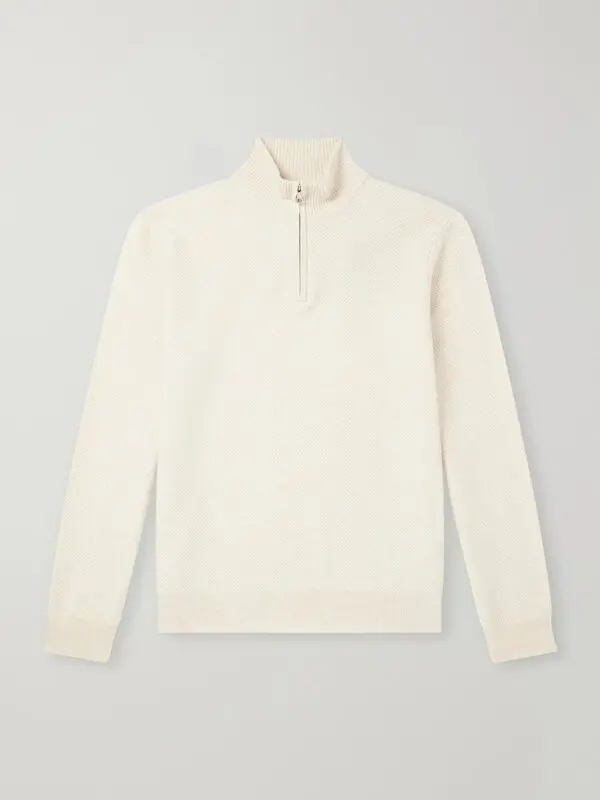 Mr P. Wool And Cashmere-blend Half-zip Sweater - Neutrals