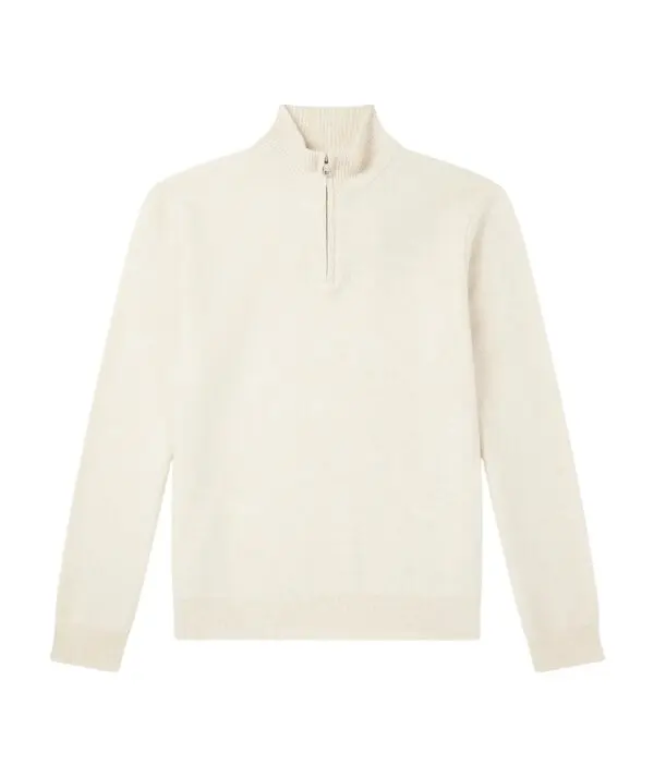 Mr P. Wool And Cashmere-blend Half-zip Sweater - Neutrals