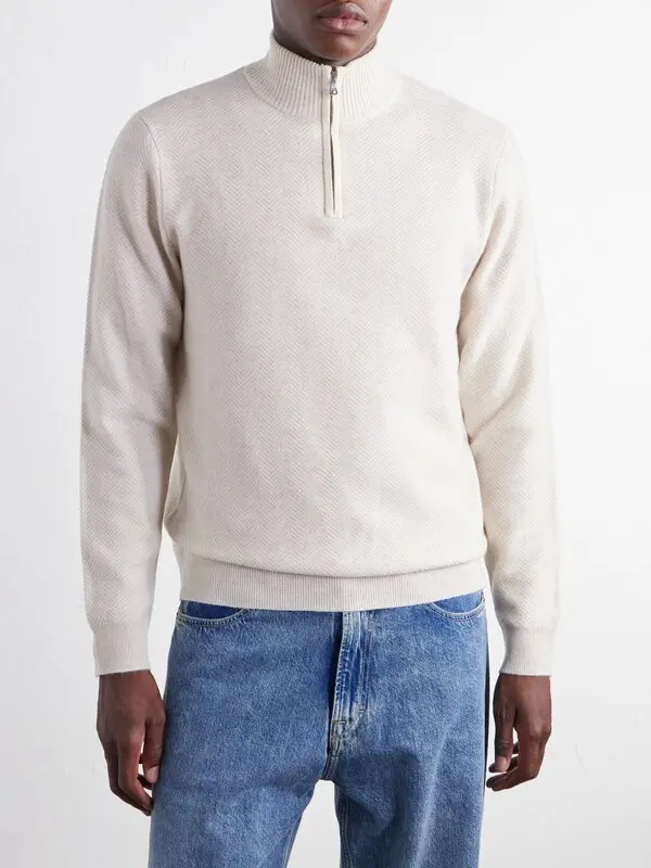 Mr P. Wool And Cashmere-blend Half-zip Sweater