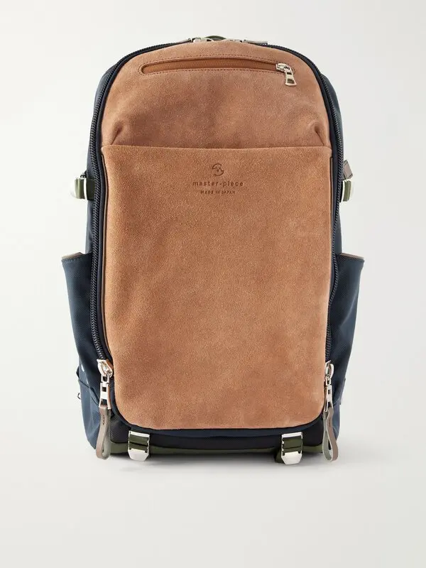 MASTER-PIECE CO Grave Suede-trimmed Canvas Backpack - Brown