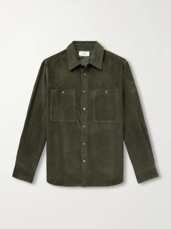 Mr P. Cotton And Cashmere-blend Corduroy Shirt - Green