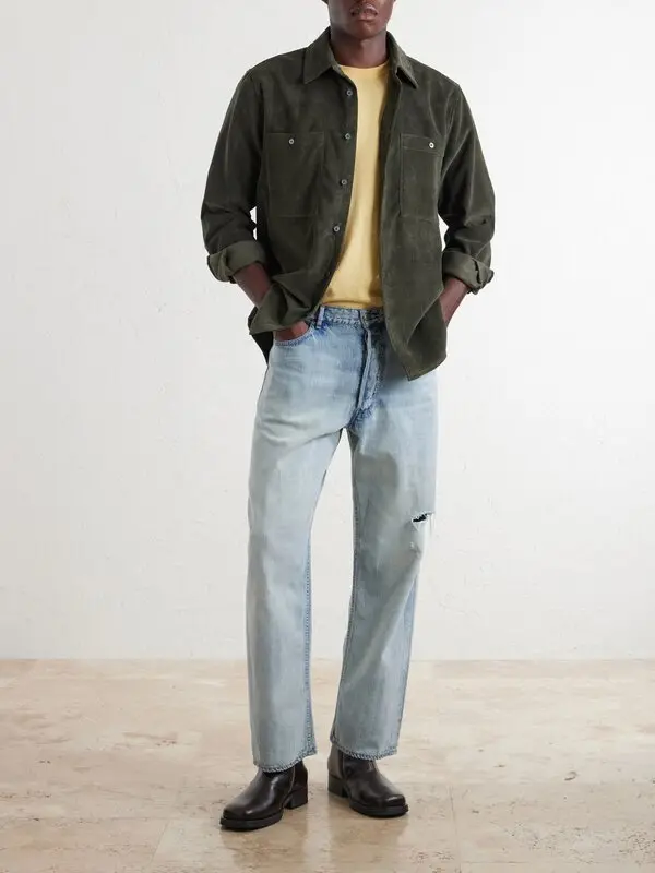 Mr P. Cotton And Cashmere-blend Corduroy Shirt - Green