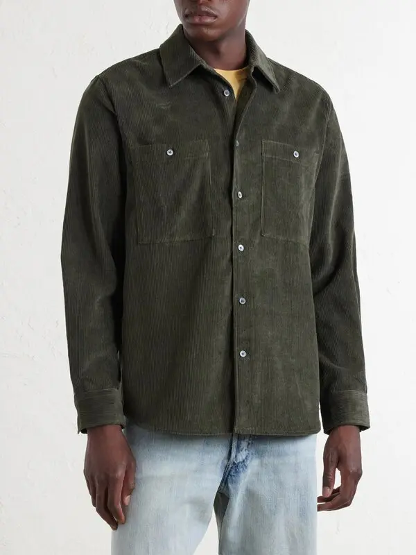 Mr P. Cotton And Cashmere-blend Corduroy Shirt - Green