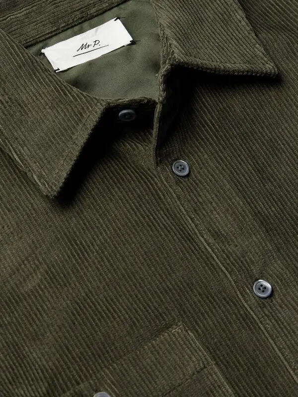 Mr P. Cotton And Cashmere-blend Corduroy Shirt - Green
