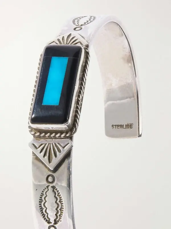 PEYOTE BIRD Luke Sterling Onyx And Turquoise Bracelet