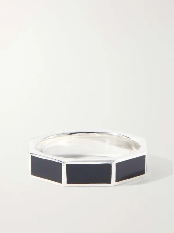 PEYOTE BIRD Bamboo Sterling Silver And Onyx Ring