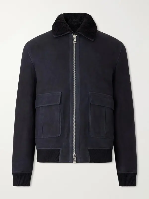 Mr P. Shearling-trimmed Suede Bomber Jacket
