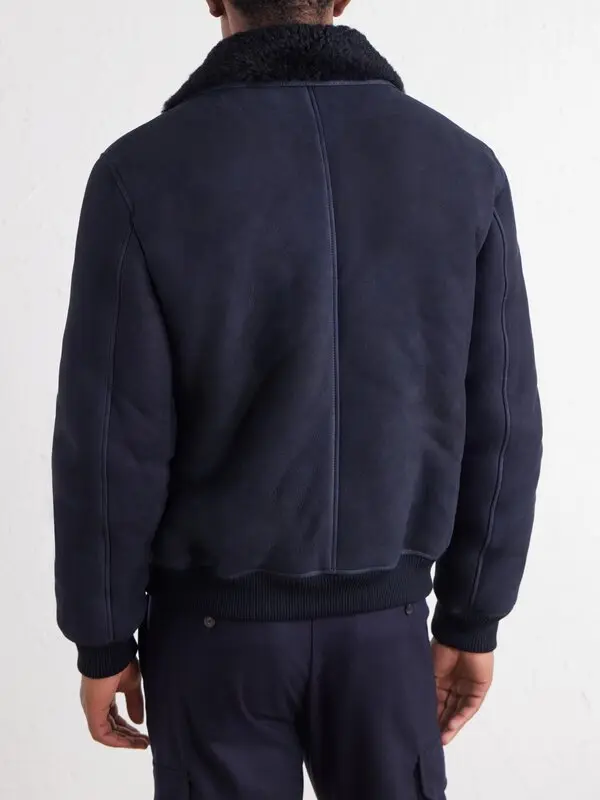 Mr P. Shearling-trimmed Suede Bomber Jacket