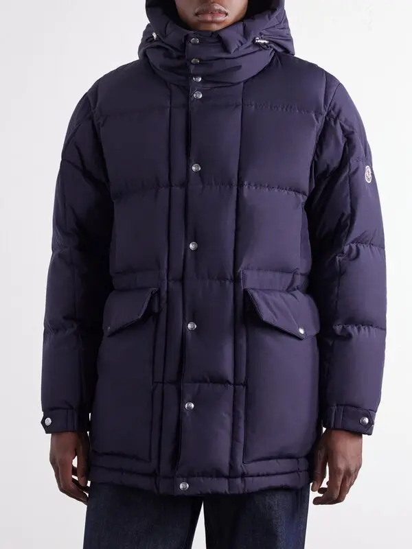 Moncler Sylmara Logo-appliquéd Hooded Quilted Shell Down Parka - Blue