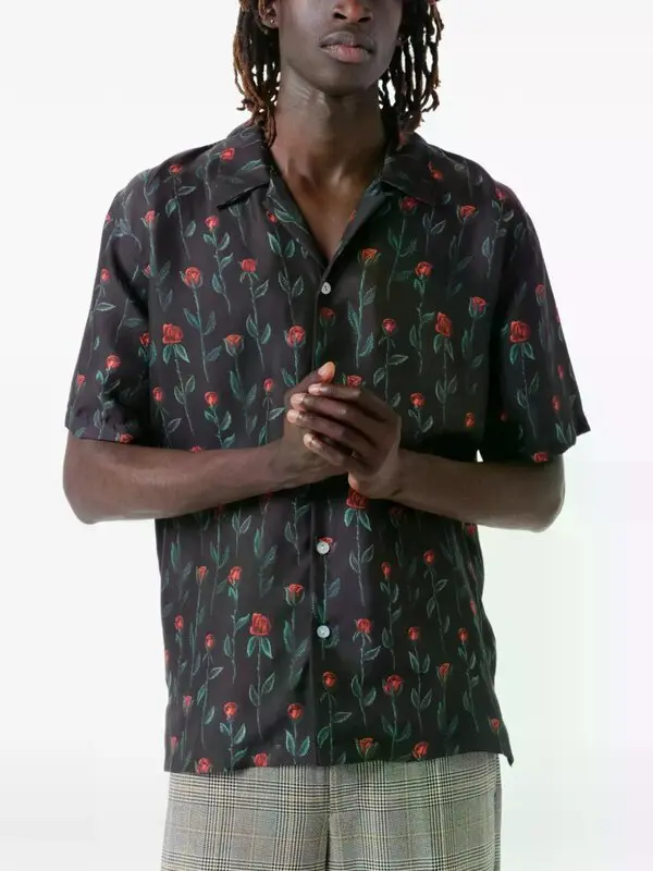 ENDLESS JOY Rose-print Short-sleeve Shirt