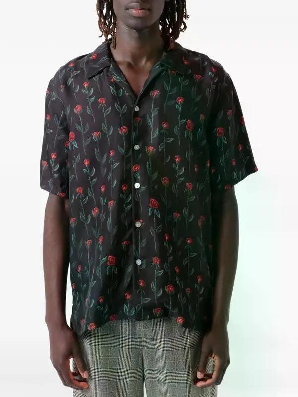 ENDLESS JOY Rose-print Short-sleeve Shirt