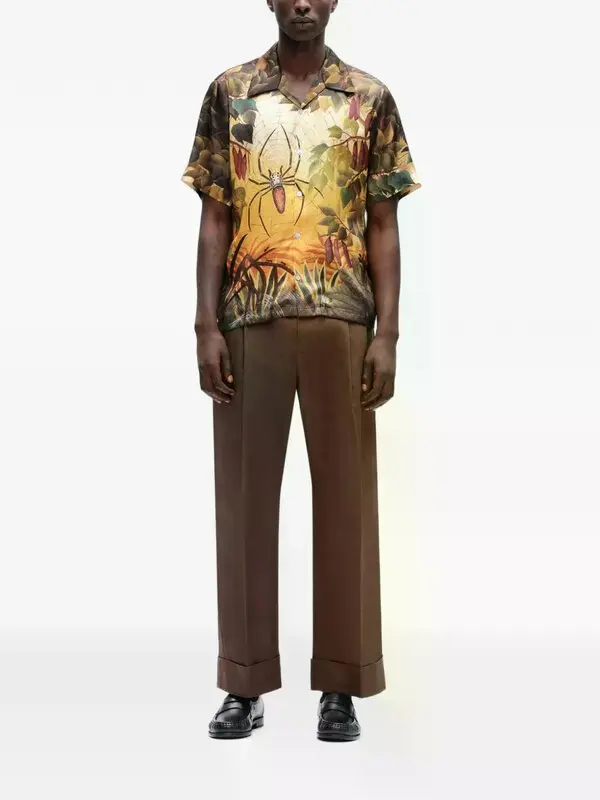 ENDLESS JOY Spiderweb Graphic-print Mulberry Silk Shirt