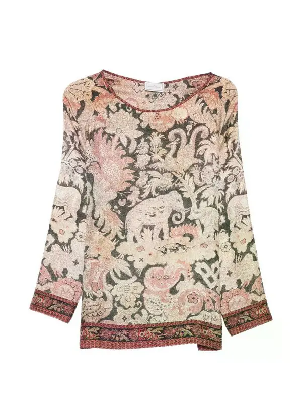 PIERRE-LOUIS MASCIA Floral-print Silk Top - Neutrals