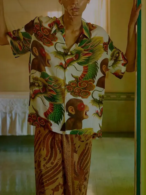 ENDLESS JOY Monkey Dragon Graphic-print Short-sleeve Shirt