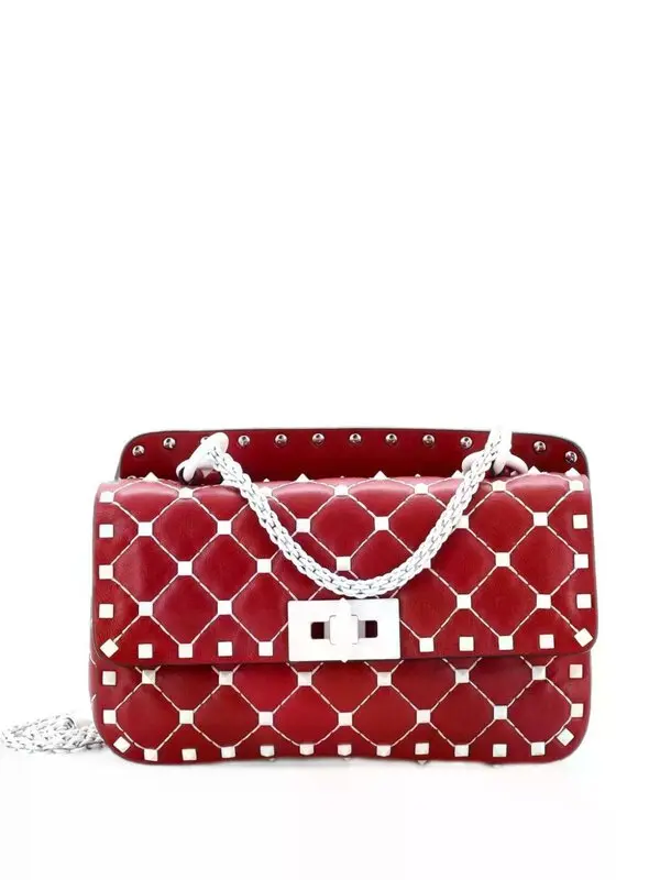 Valentino Garavani Free Rockstud Spike Flap Bag Quilted Leather Small Shoulder Bag - Red