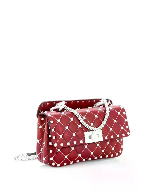 Valentino Garavani Free Rockstud Spike Flap Bag Quilted Leather Small Shoulder Bag - Red