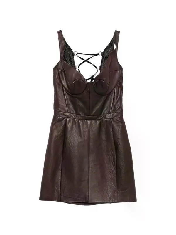 MARIA LUCIA HOHAN Rika Lace-up Leather Mini Dress - Brown