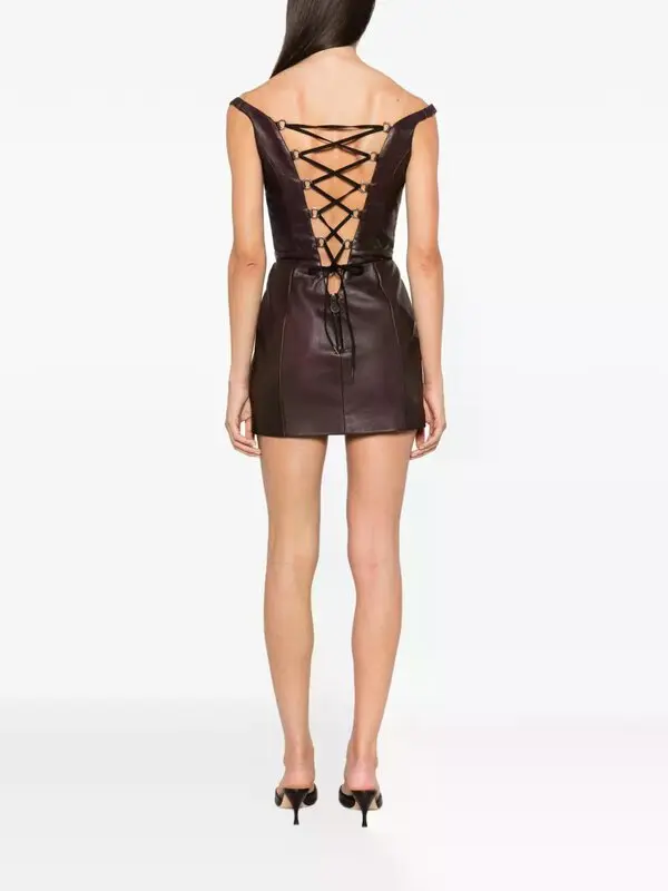 MARIA LUCIA HOHAN Rika Lace-up Leather Mini Dress