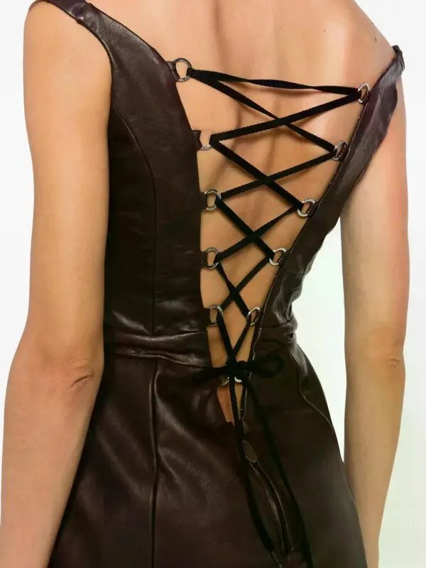 MARIA LUCIA HOHAN Rika Lace-up Leather Mini Dress