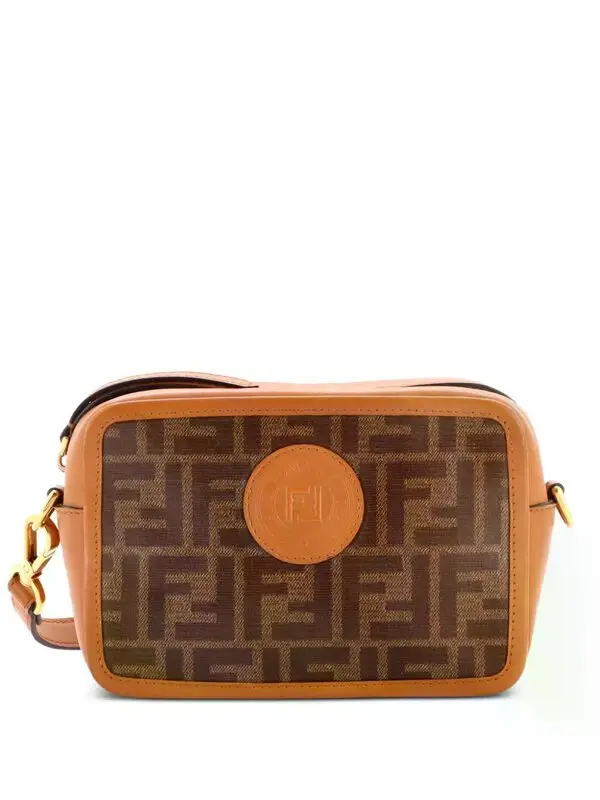 Fendi Ff Logo Stamp Camera Bag Zucca Coated Canvas Mini Crossbody Bag - Brown
