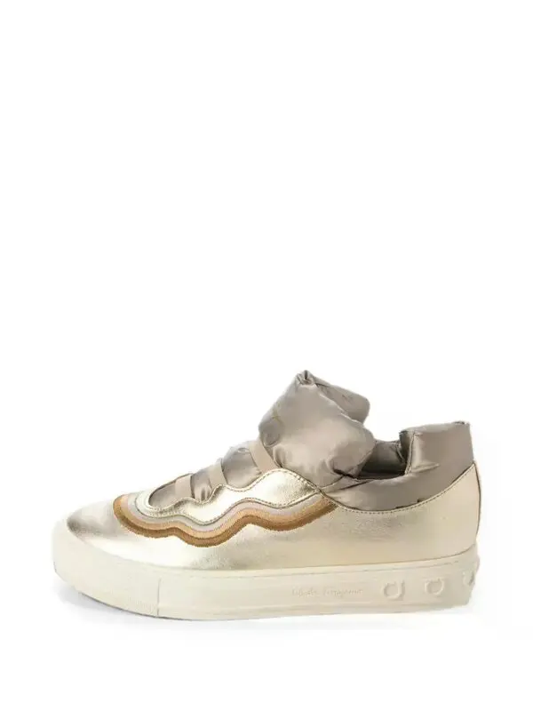 FERRAGAMO Gancini Metallic Platform Sneakers