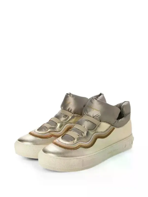 FERRAGAMO Gancini Metallic Platform Sneakers