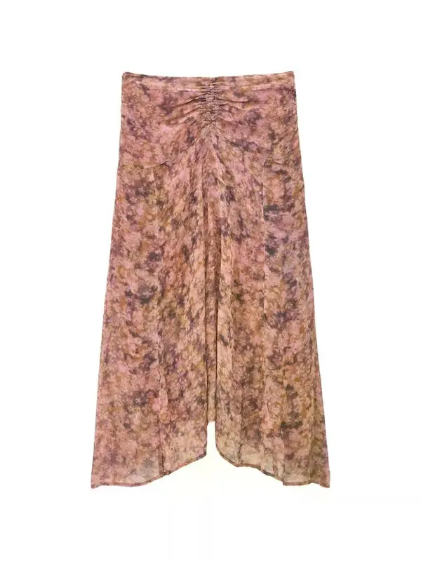 Ba&sh Aimee Floral-print Ruched Midi Skirt