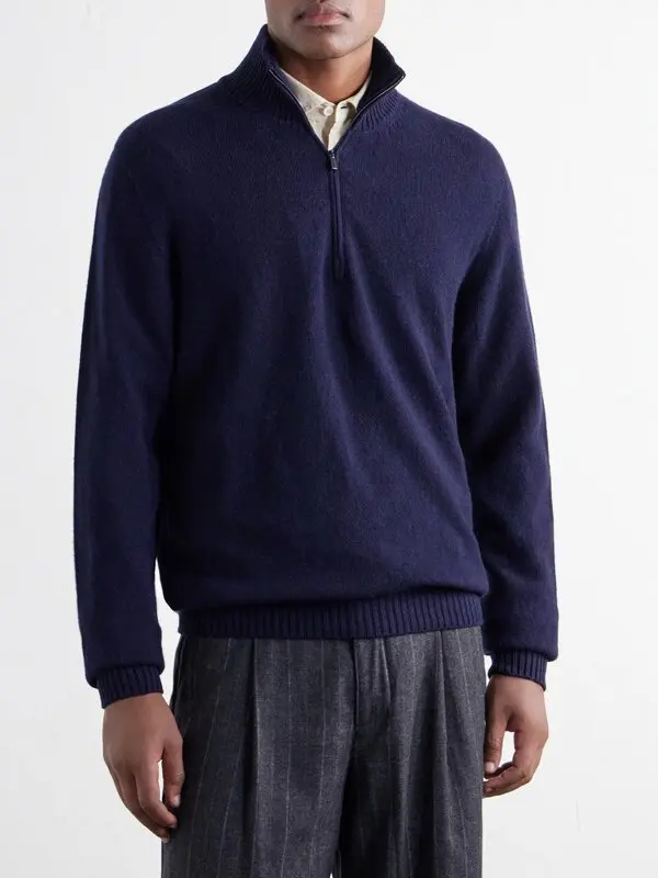 Thom Sweeney Cashmere Half-zip Sweater