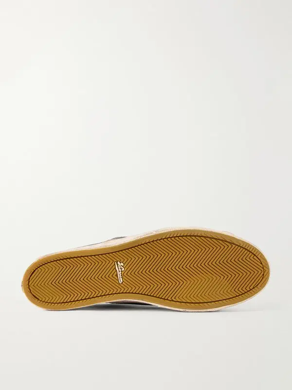 Visvim Logan Distressed Canvas Sneakers - Blue