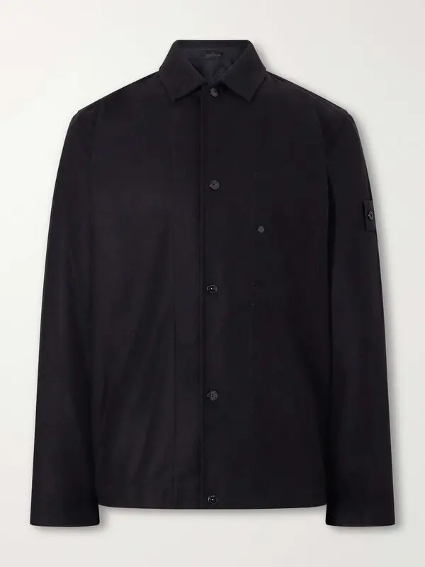 Stone Island Ghost Wool And Nylon-blend Flannel Overshirt