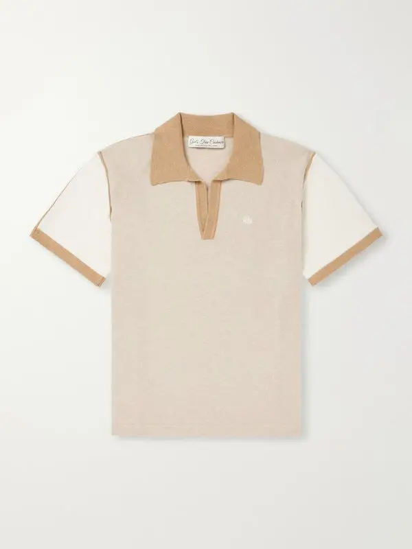 GOD'S TRUE CASHMERE Logo-embroidered Cashmere Polo Shirt - Neutrals