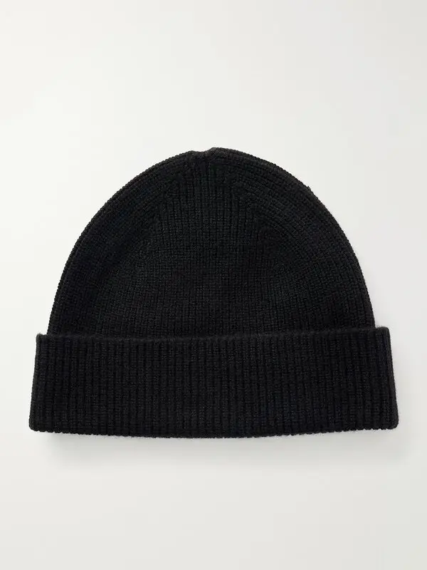 Zegna Oasi Ribbed Cashmere Beanie - Black