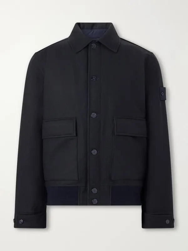 Stone Island Ghost Padded Wool And Nylon-blend Flannel Bomber Jacket